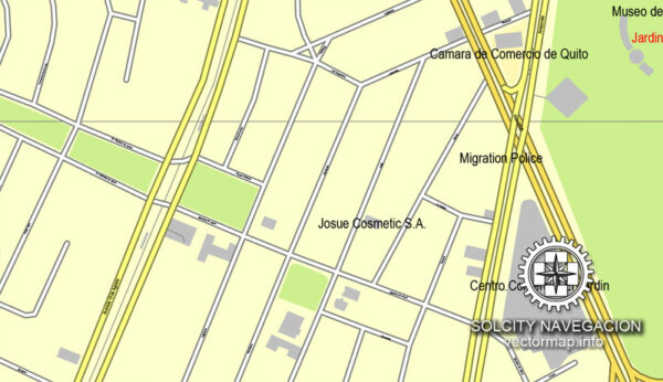 Quito, Ecuador, printable vector street City Plan map, full editable ...