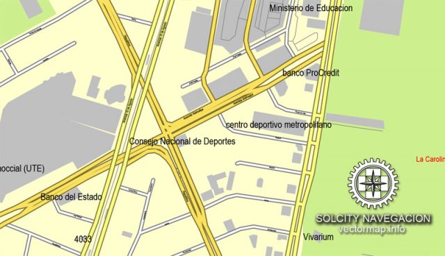 Quito, Ecuador, printable vector street City Plan map, full editable ...