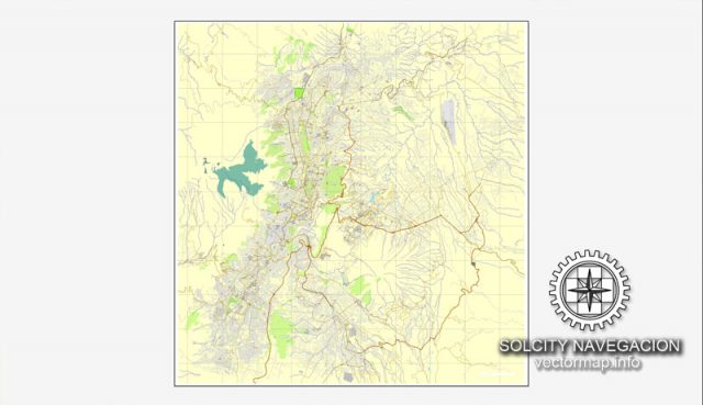 Quito, Ecuador, printable vector street City Plan map, full editable ...
