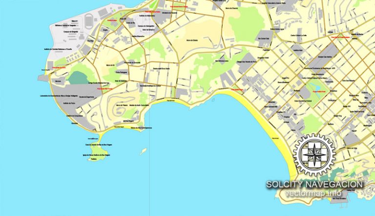 Rio de Janeiro, Brazil, printable vector street City Plan map, full ...