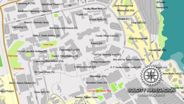 San Luis Obispo, California, US printable vector street City Plan map ...