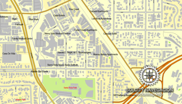 San Luis Obispo, California, US printable vector street City Plan map ...