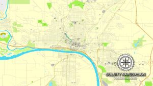 Sioux City, Iowa, US printable vector street City Plan map, full ...