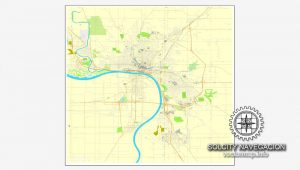 Sioux City, Iowa, US printable vector street City Plan map, full ...