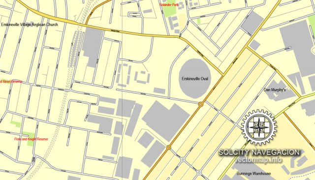 Sydney, Australia in Adobe illustrator, printable vector street 4 parts ...