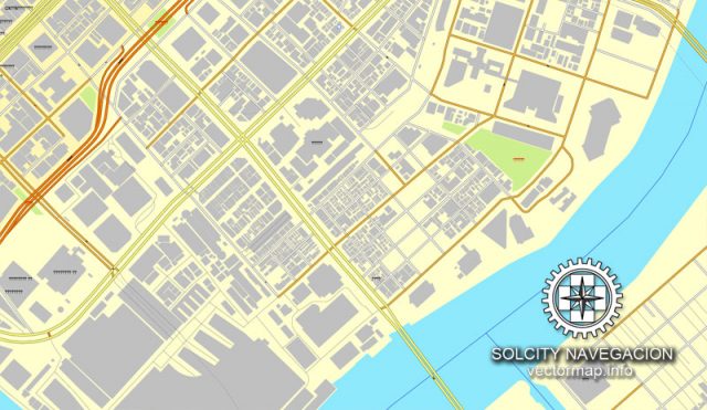 Tokyo, Japan in Adobe illustrator, printable vector street 9 parts City ...