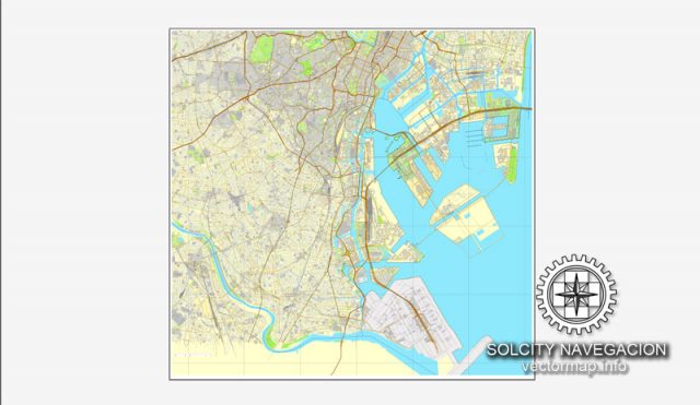 Tokyo, Japan in Adobe illustrator, printable vector street 9 parts City ...