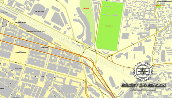 Toulon, France printable vector street City Plan map, full editable ...