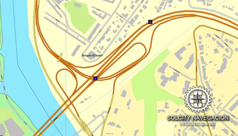 Toulouse, France printable vector street City Plan map, full editable ...