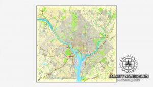 Washington DC Map US printable vector detailed City Plan full editable ...