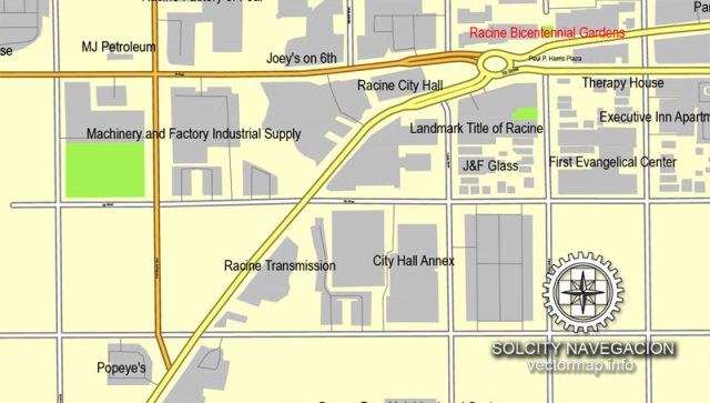 Wind Point, Wisconsin, US printable vector street City Plan map, full ...