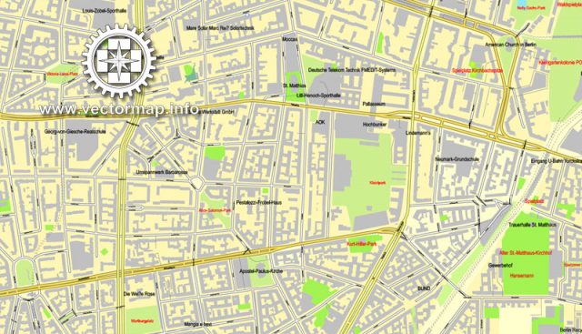 Berlin Map Vector Germany printable street map in 4 parts City Plan ...