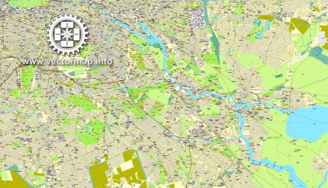 Berlin Map Vector Germany printable street map in 4 parts City Plan ...