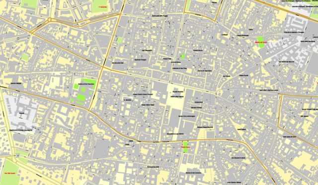 Bologna, Italy, printable vector street map City Plan, full editable ...