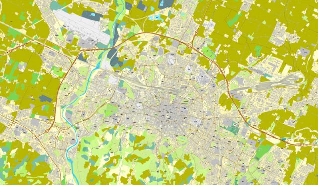 Bologna, Italy, printable vector street map City Plan, full editable ...