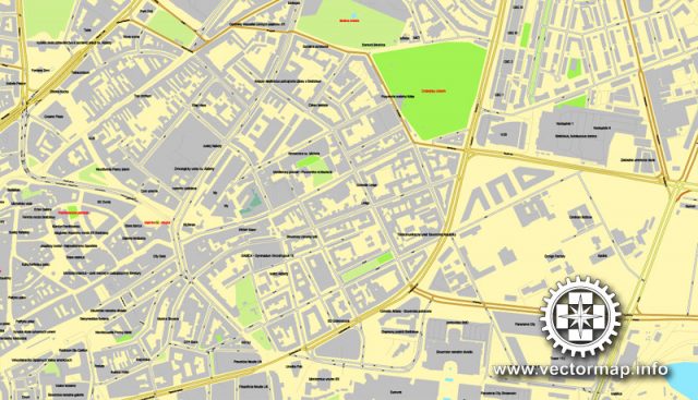 Bratislava, Slovakia, printable vector street map, City Plan, full editable, Adobe Illustrator ...