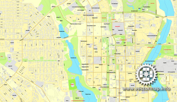 Donetsk, Ukraine, printable vector street City Plan map, full editable ...