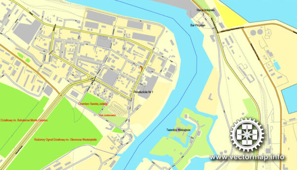 Gdansk + Sopot + Gdynia, Poland, printable vector street map, City Plan ...