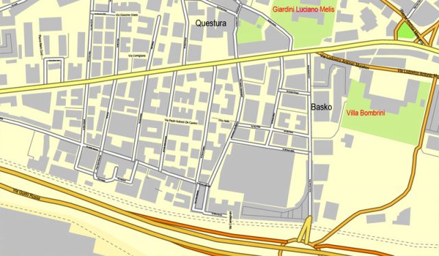 Genova / Genoa, Italy, printable vector street map City Plan, full ...