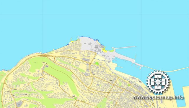 Haifa, Israel, printable vector street map, City Plan, full editable ...