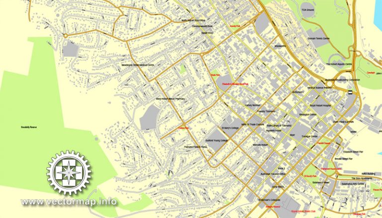 Hobart, Tasmania in Adobe Illustrator, Australia, printable vector ...
