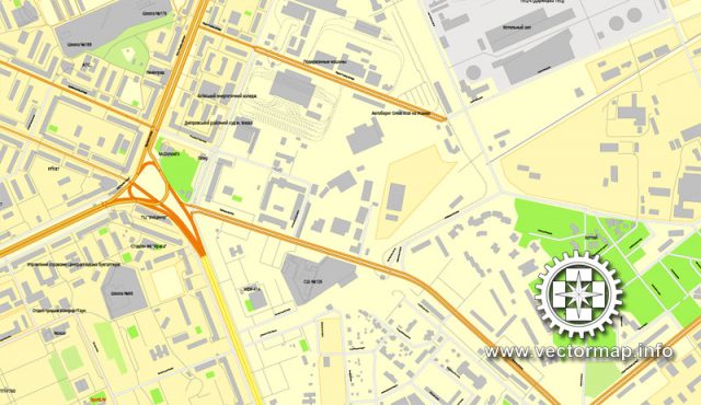 Kiev, Ukraine, printable vector street City Plan map, full editable ...