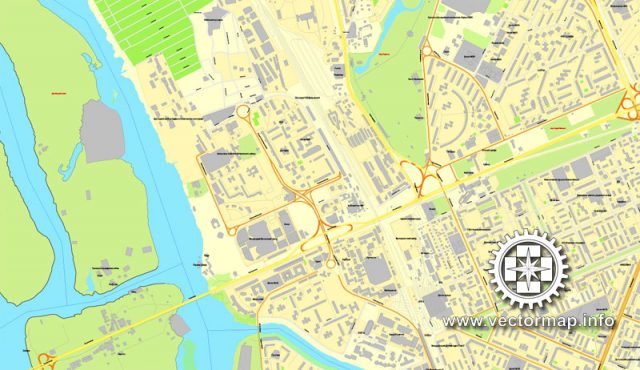 Kiev, Ukraine, printable vector street City Plan map, full editable ...