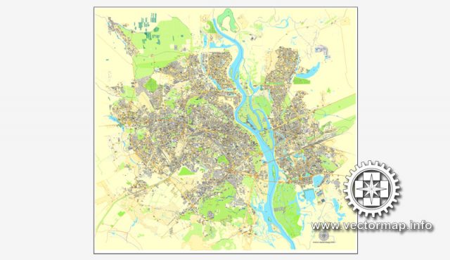 Kiev, Ukraine, printable vector street City Plan map, full editable ...