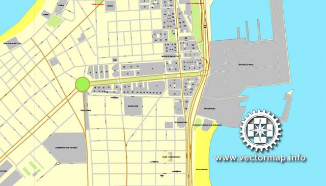 Las Palmas, Spain, printable vector street City Plan map, full editable ...