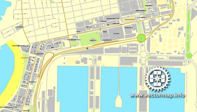 Las Palmas, Spain, printable vector street City Plan map, full editable ...