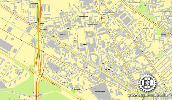 Milan / Milano, Italy, printable vector street map, 4 parts City Plan ...