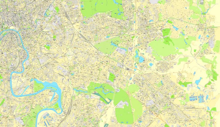 Москва Moscow, Russia, printable vector street City Plan map in 4 parts ...