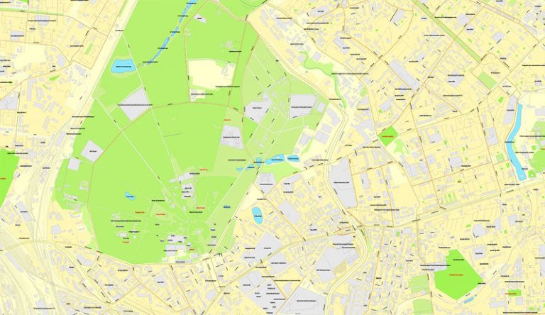 Москва Moscow, Russia, printable vector street City Plan map in 4 parts ...