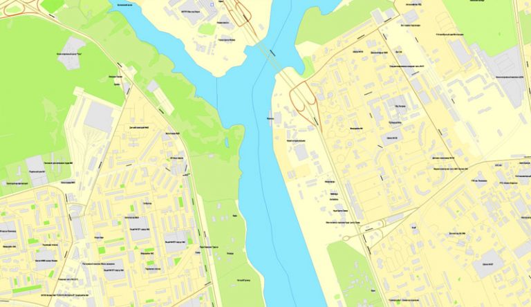 Москва Moscow, Russia, printable vector street City Plan map in 4 parts ...