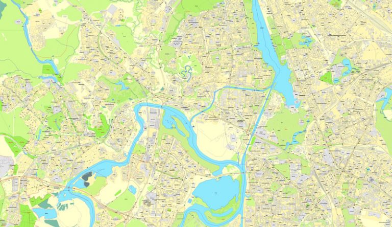 Москва Moscow, Russia, printable vector street City Plan map in 4 parts ...