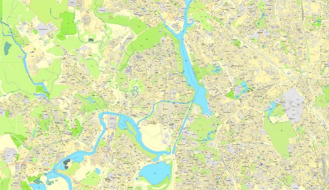 Москва Moscow, Russia, printable vector street City Plan map in 4 parts ...