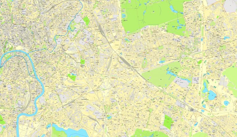 Москва Moscow, Russia, printable vector street City Plan map in 4 parts ...
