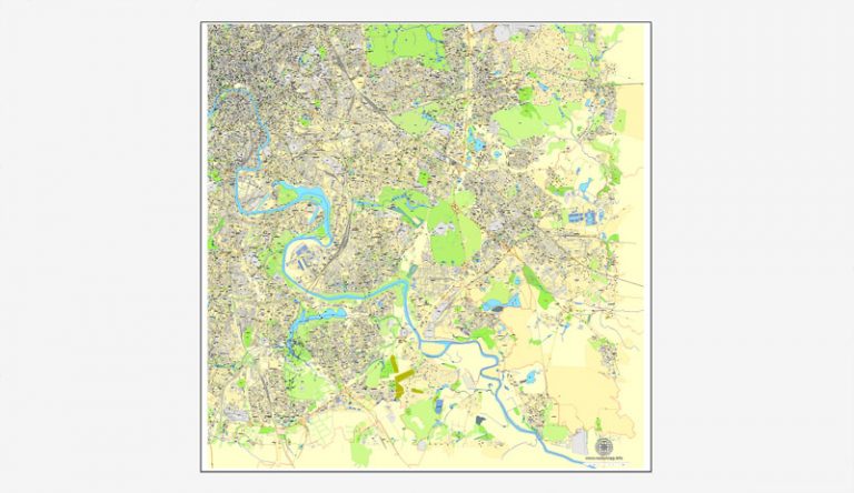 Москва Moscow, Russia, printable vector street City Plan map in 4 parts ...
