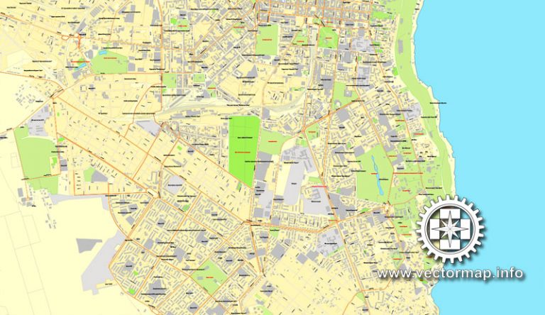 Odessa, Ukraine, printable vector street City Plan map, full editable ...