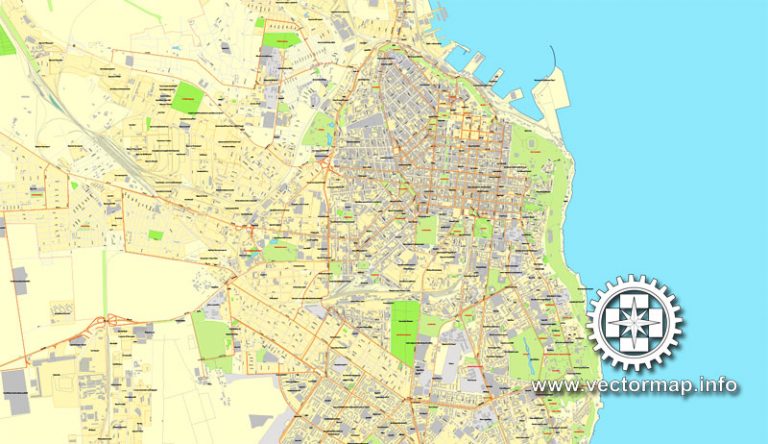 Odessa, Ukraine, printable vector street City Plan map, full editable ...