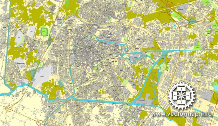 Padova / Padua, Italy, printable vector street map City Plan, full ...