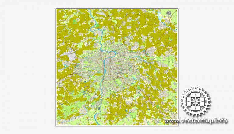Prague, Czech Republic, printable vector street City Plan map, full ...