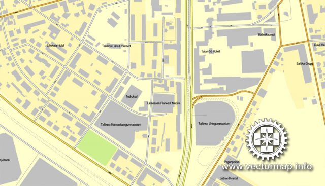 Tallinn, Estonia, printable vector street map, City Plan, full editable ...