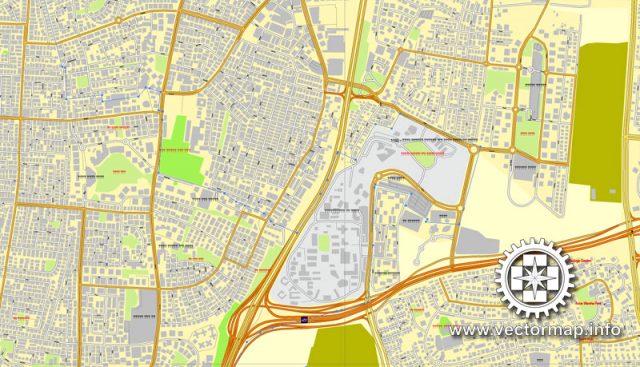 Tel Aviv, Israel, printable vector street map, City Plan, full editable ...