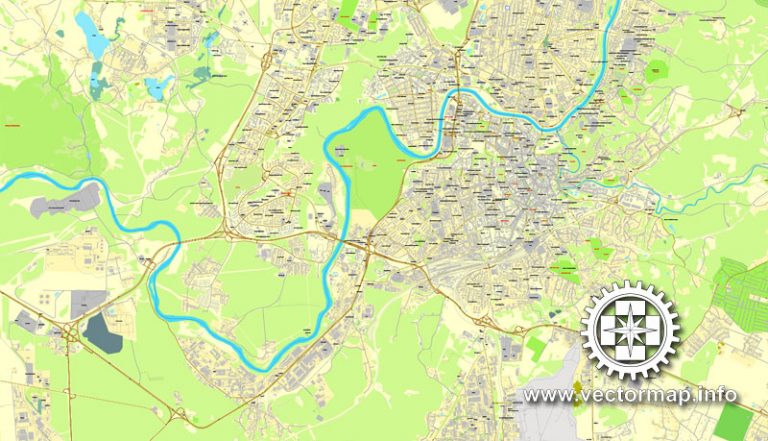 Vilnius, Lithuania, printable vector street map, City Plan, full ...