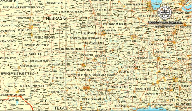 United States + Canada printable vector Counrty Road map 01 02 GPS ...