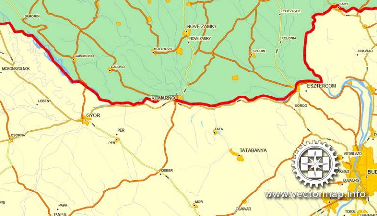 Hungary, printable vector Counrty map, GPS correct Mercator Projection ...