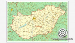 Hungary, printable vector Counrty map, GPS correct Mercator Projection ...