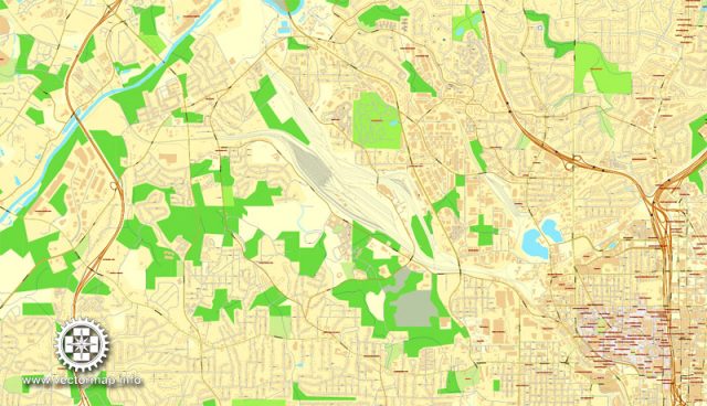 Atlanta, Georgia, US, vector map Adobe Illustrator editable City Plan