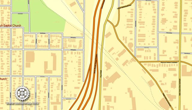 Atlanta, Georgia, US, vector map Adobe Illustrator editable City Plan